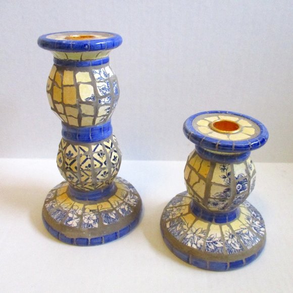 Vintage | Accents | Bohemian Ceramic Mosaic Tile Candle Holders | Poshmark